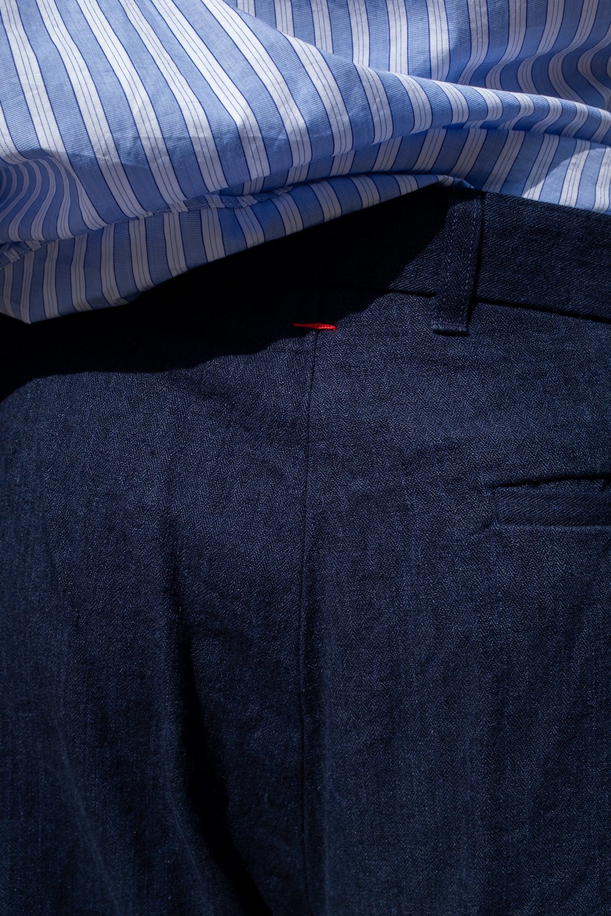 Casey Casey Wool Linen Basic Pleated Court Pant - Navy | Garmentory