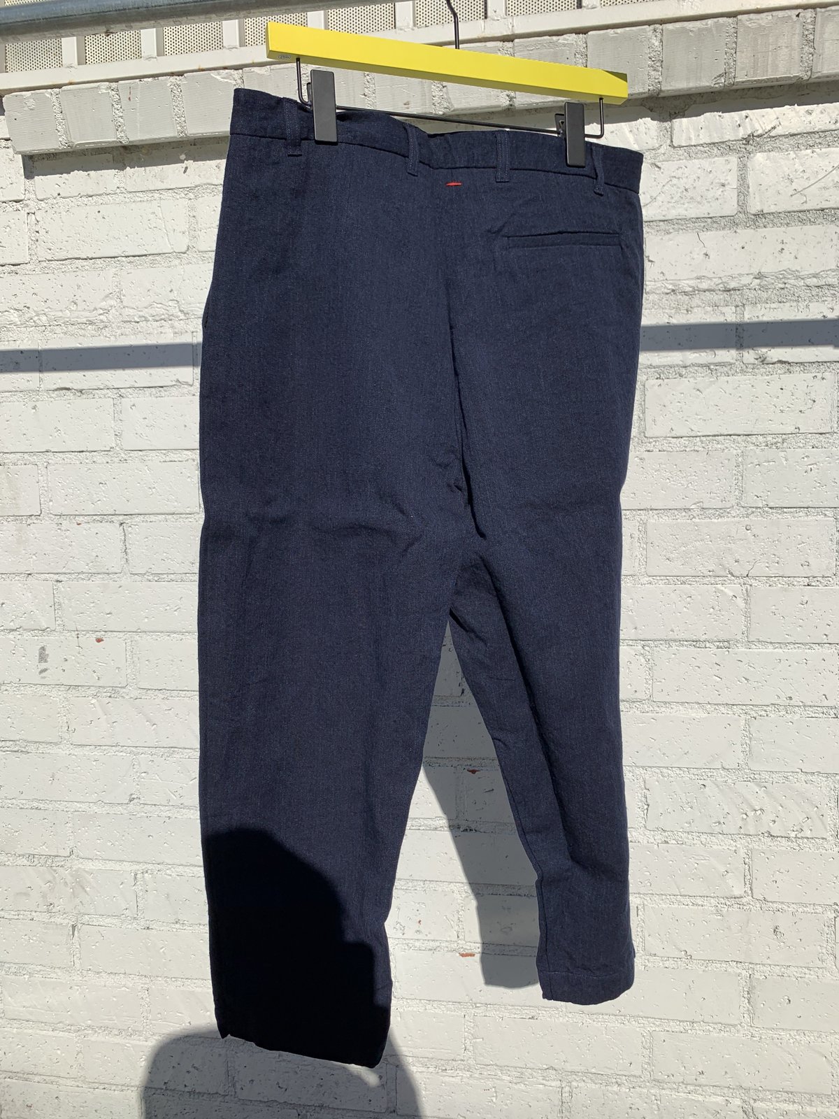 Casey Casey Wool Linen Basic Pleated Court Pant - Navy | Garmentory