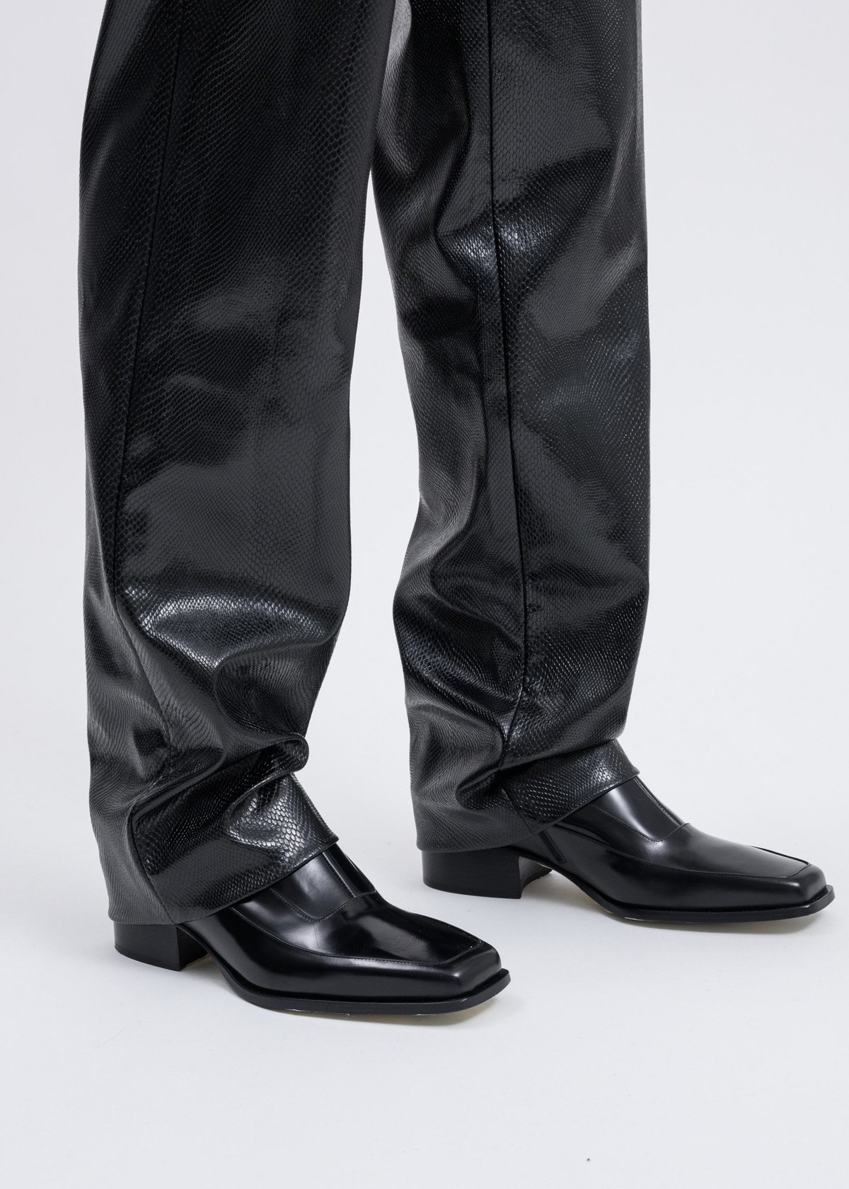 we11done Python Faux Leather Trousers - Black | Garmentory