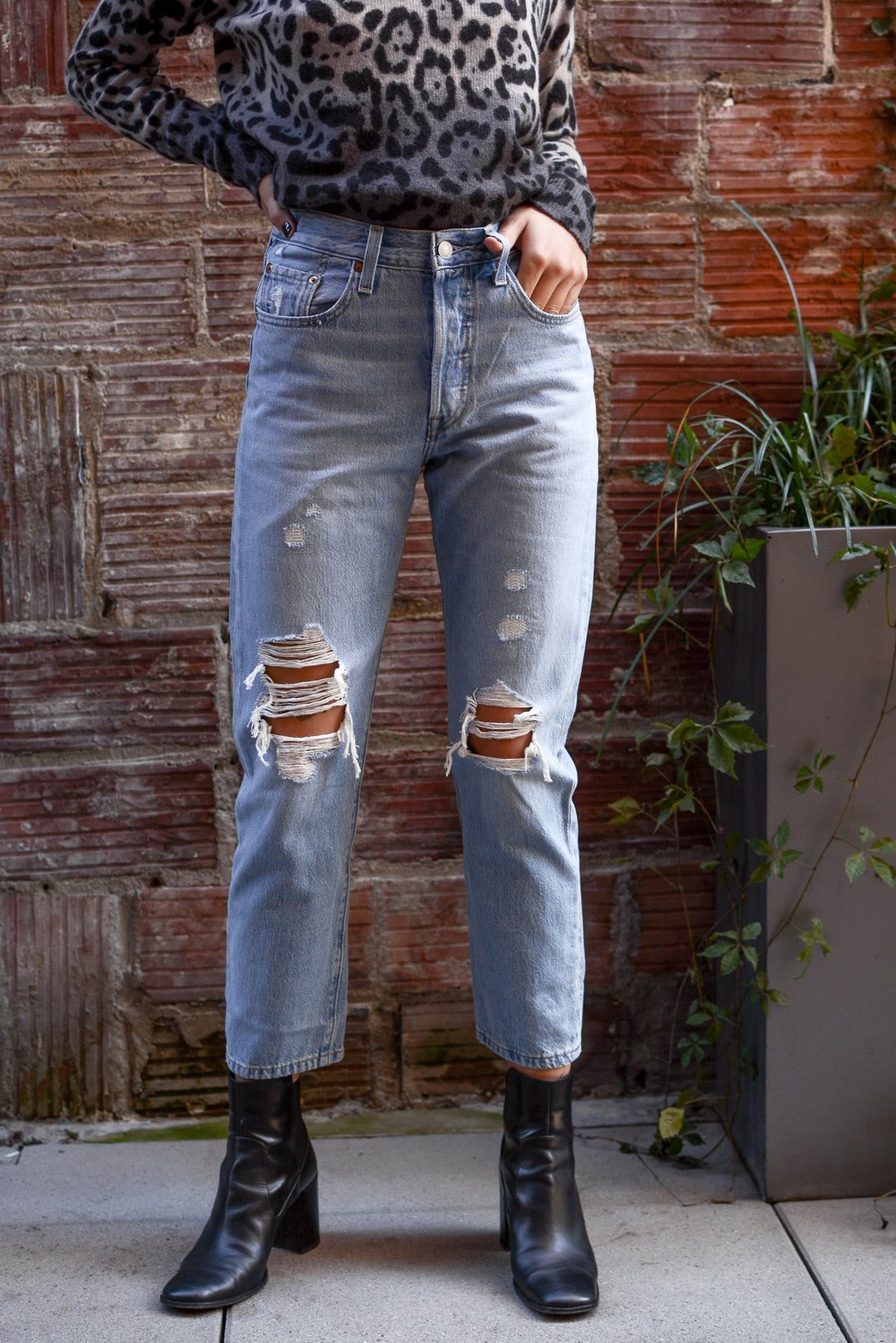 Levi's 501 Original Cropped Ripped Jeans | Garmentory