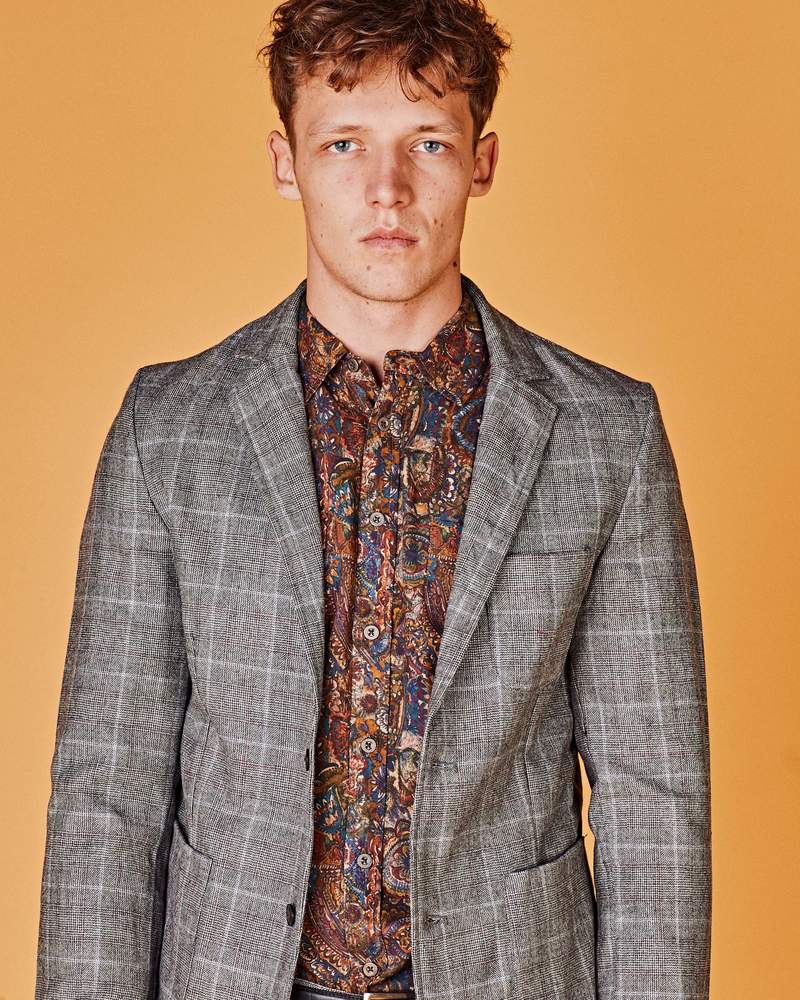 Corridor Wool Glencheck Lined Blazer - gray | Garmentory