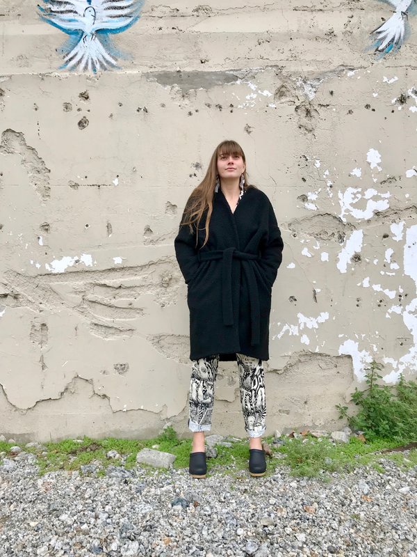 Priory Woobie Robe - black sherpa | Garmentory