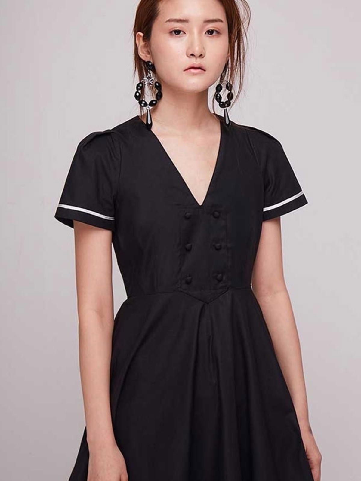 the centaur Rose Embroidery Line Mini Dress - Black | Garmentory