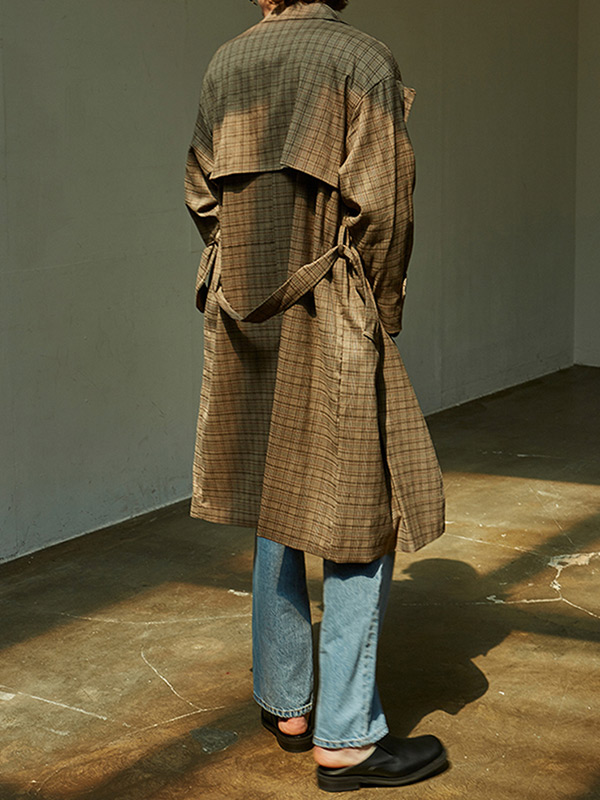 YAN13 Long Flap Trench Coat - Brown | Garmentory