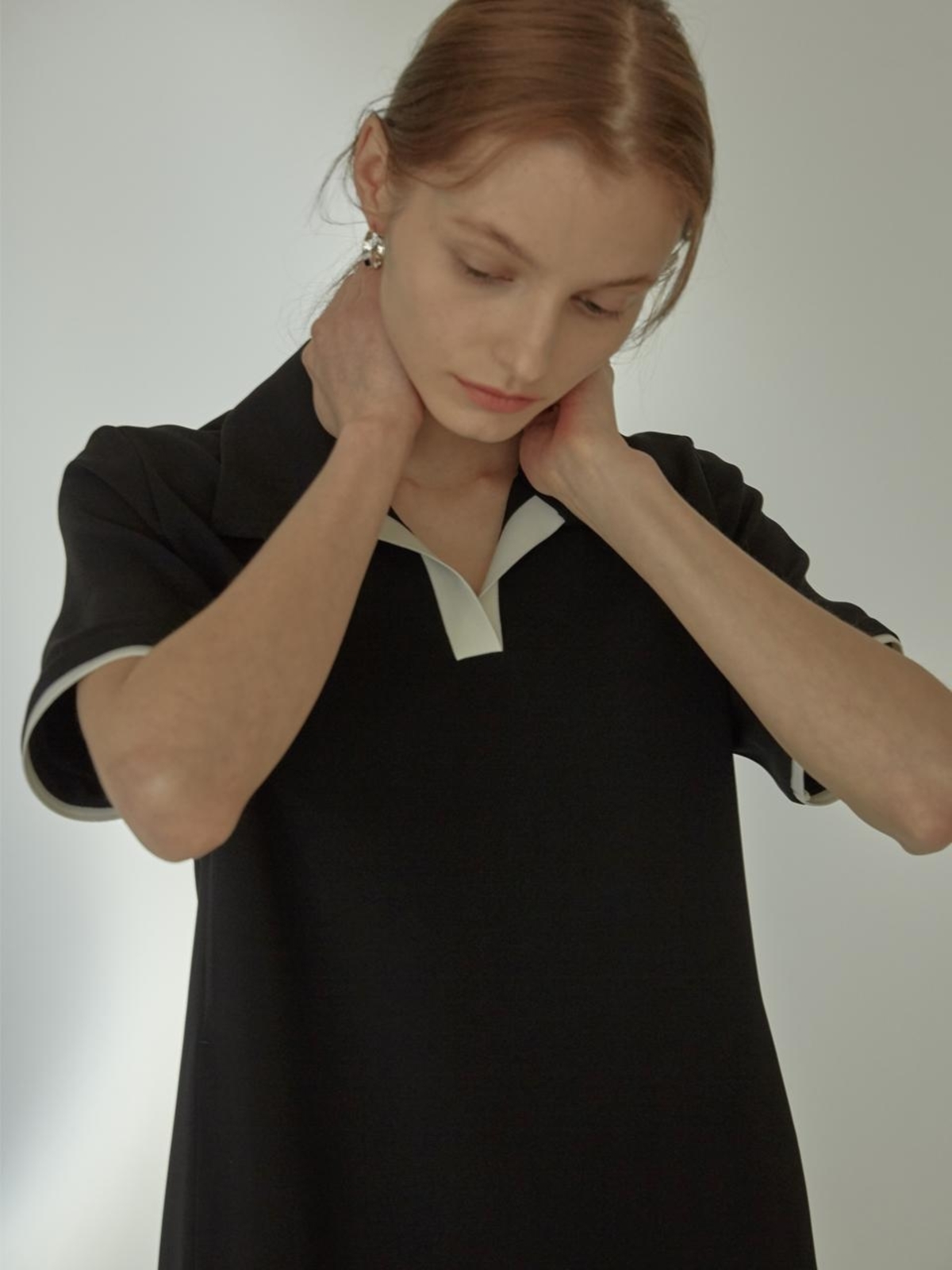 Frontrow Collar Point Mini Dress - Jet Black | Garmentory