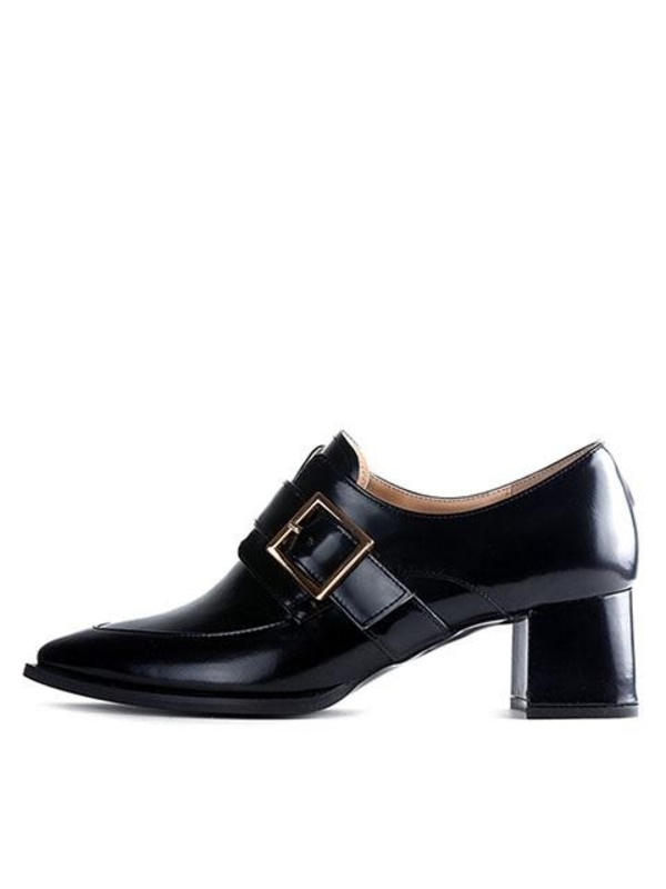 NONETHELESS Chunky Mid Heel Loafer - All Black | Garmentory