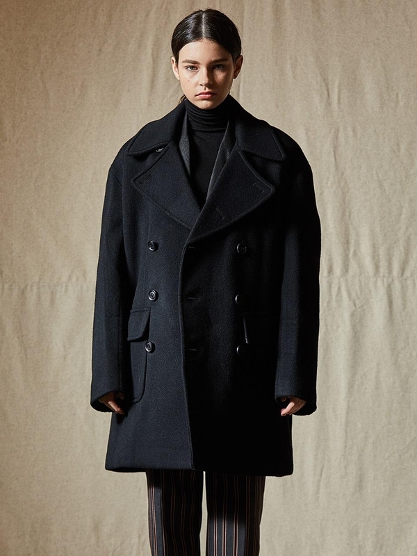 INDIGO CHILDREN Oversized Pea Coat - Black | Garmentory