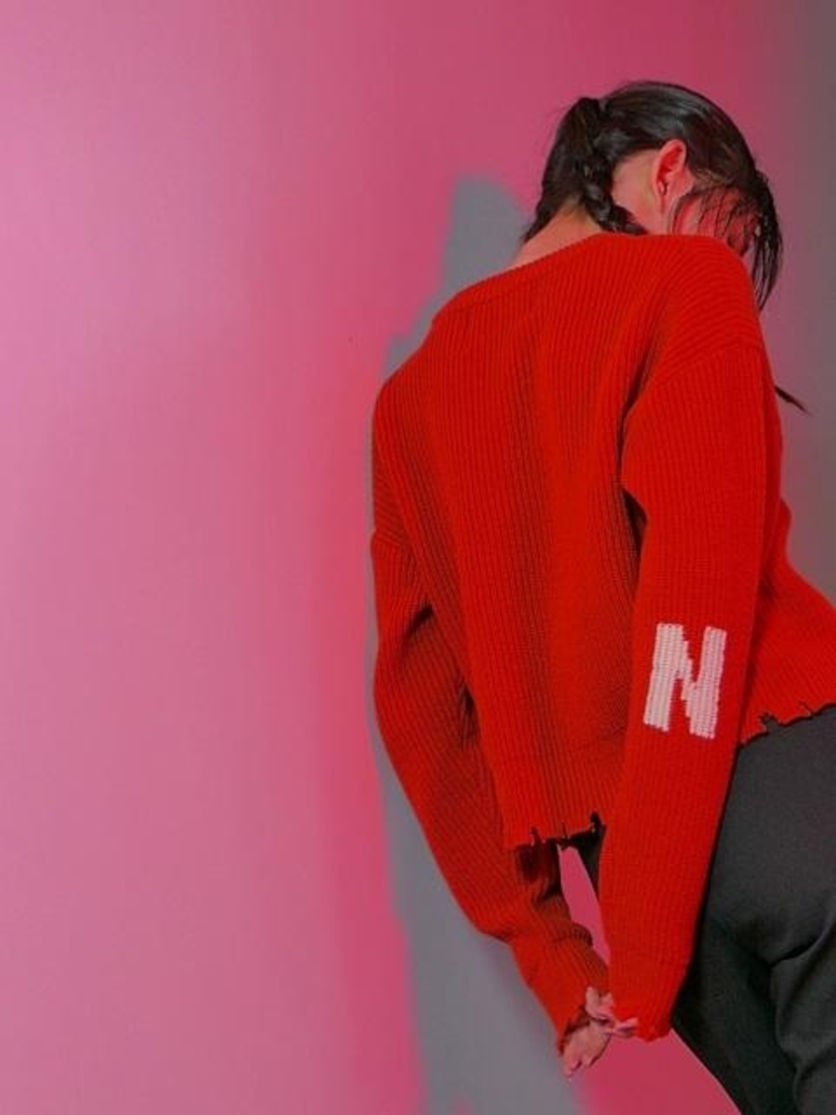 NOYB Jacquard Logo Destroyed Sweater | Garmentory