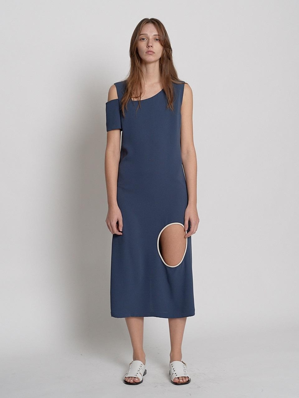 LEUNI Unbalanced Sleeveless Dress - Light Navy Blue | Garmentory