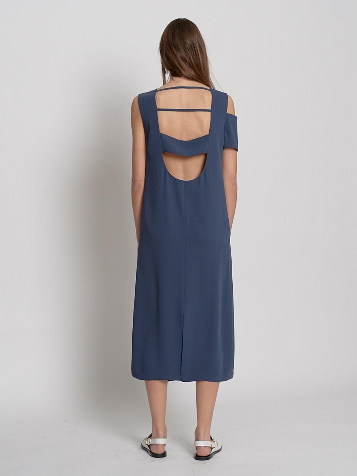 LEUNI Unbalanced Sleeveless Dress - Light Navy Blue | Garmentory