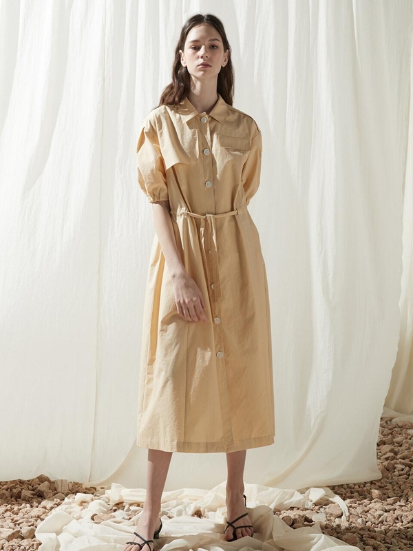 BEMUSEMANSION Summer Trench Dress - Custard Yellow | Garmentory