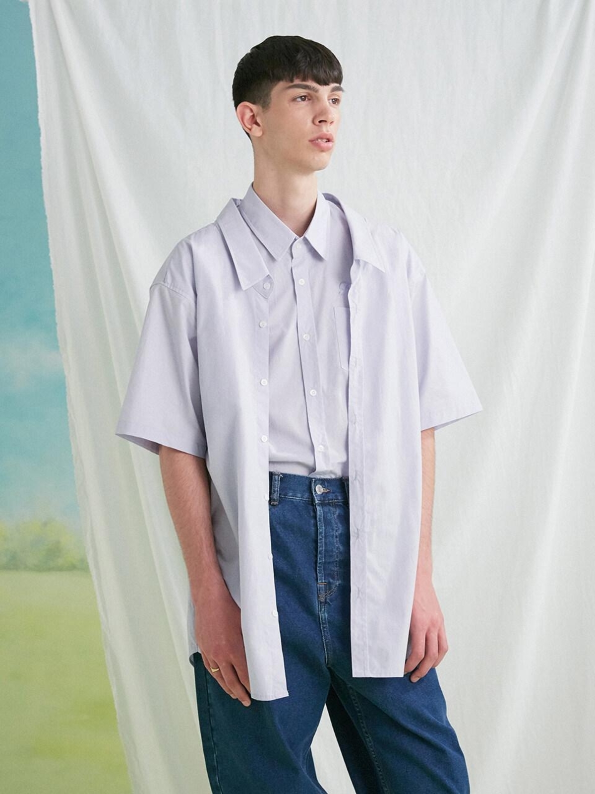 TRUNK PROJECT Double Layered Half Shirt - Blue | Garmentory
