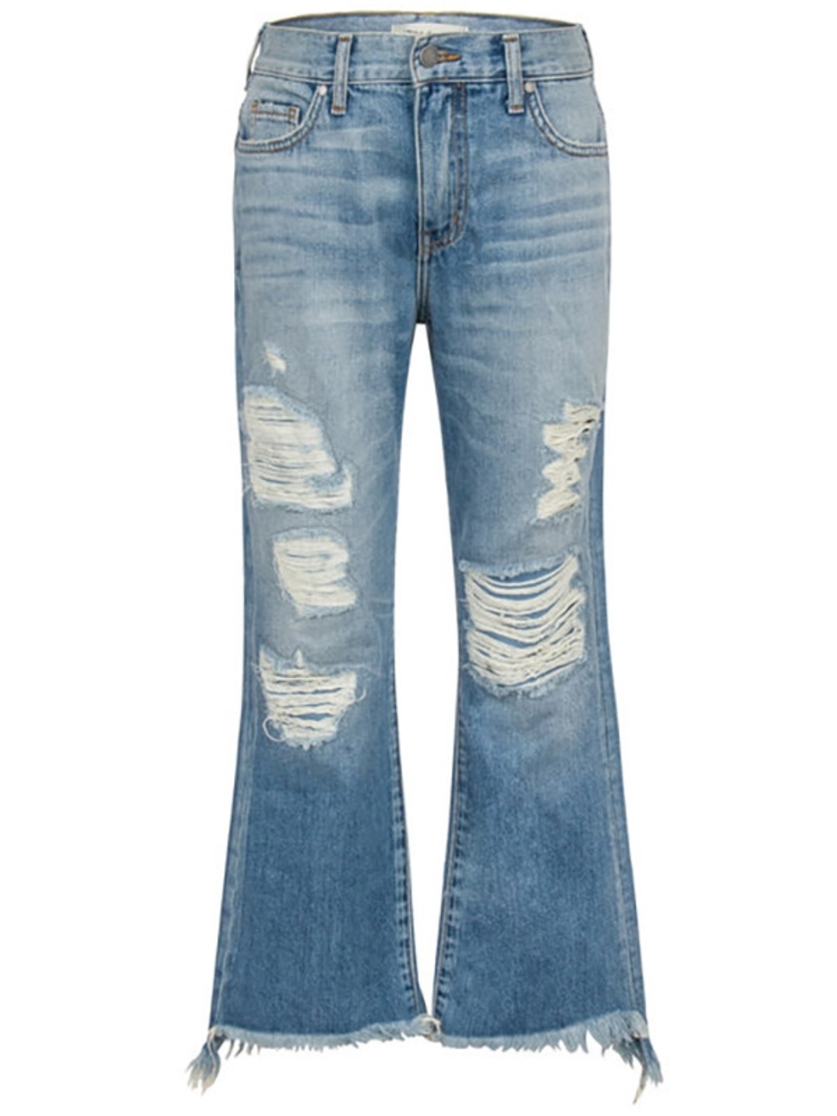EI8HTDREAMS Patched Heavy Destroyed Cropped Flare Jeans - Light ...