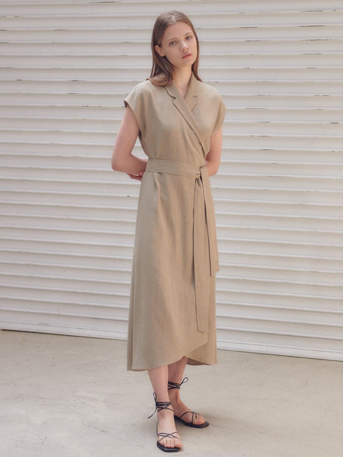 NILBY P Tailored Wrap Dress - Beige | Garmentory