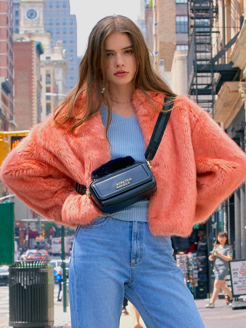 STRETCH ANGELS Flap Panini Bag - Black/Gold | Garmentory