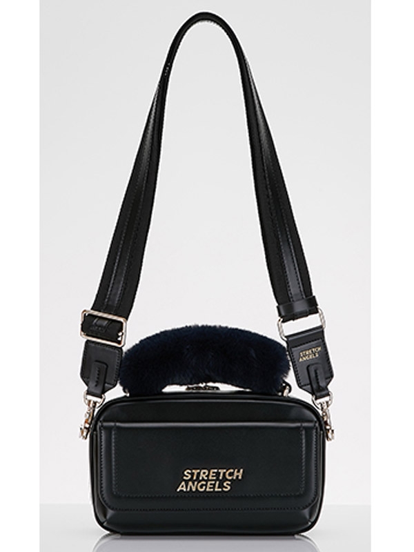 STRETCH ANGELS Flap Panini Bag - Black/Gold | Garmentory