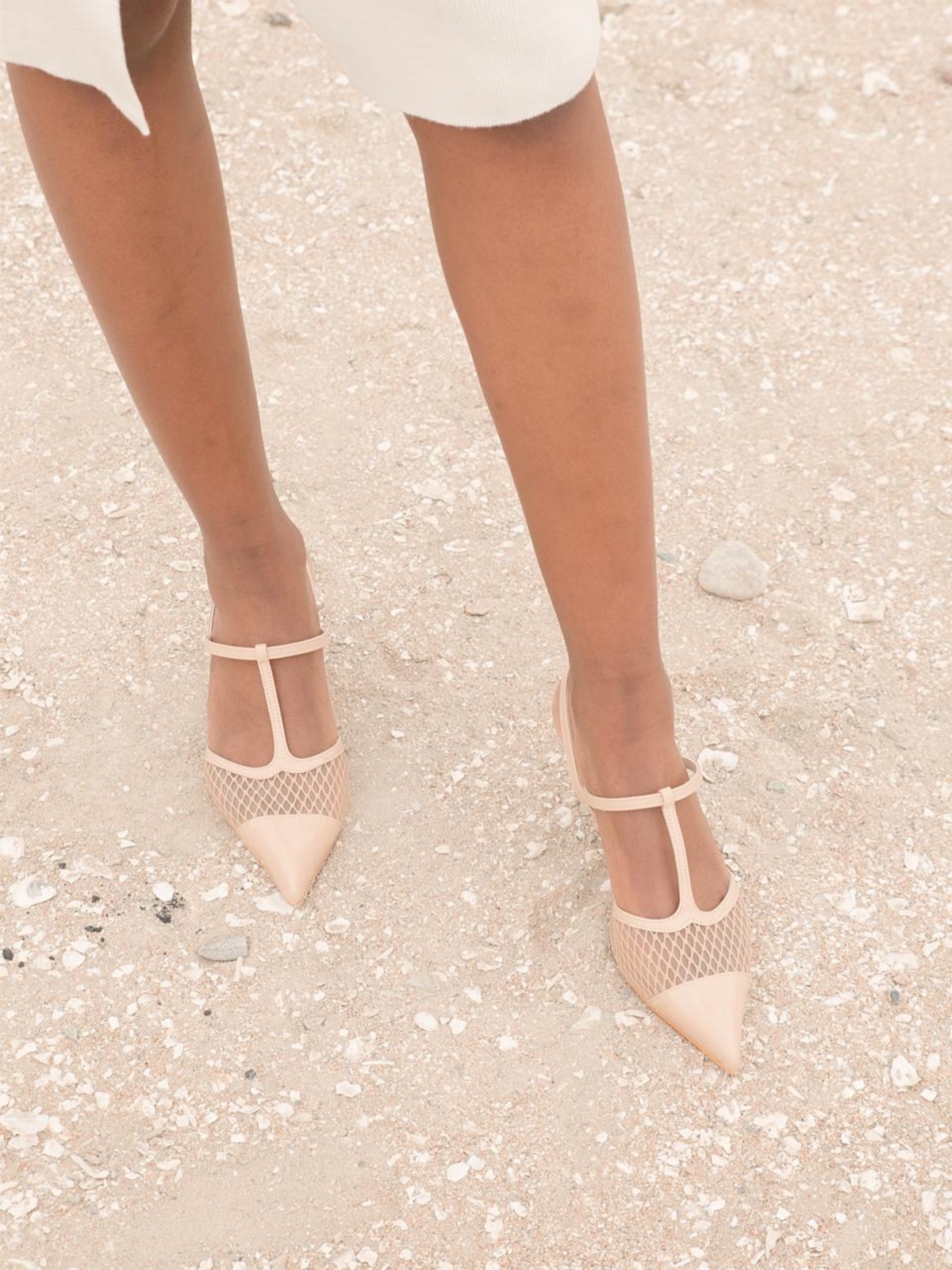 Ditole Kris T-Strap Slingback - Beige | Garmentory