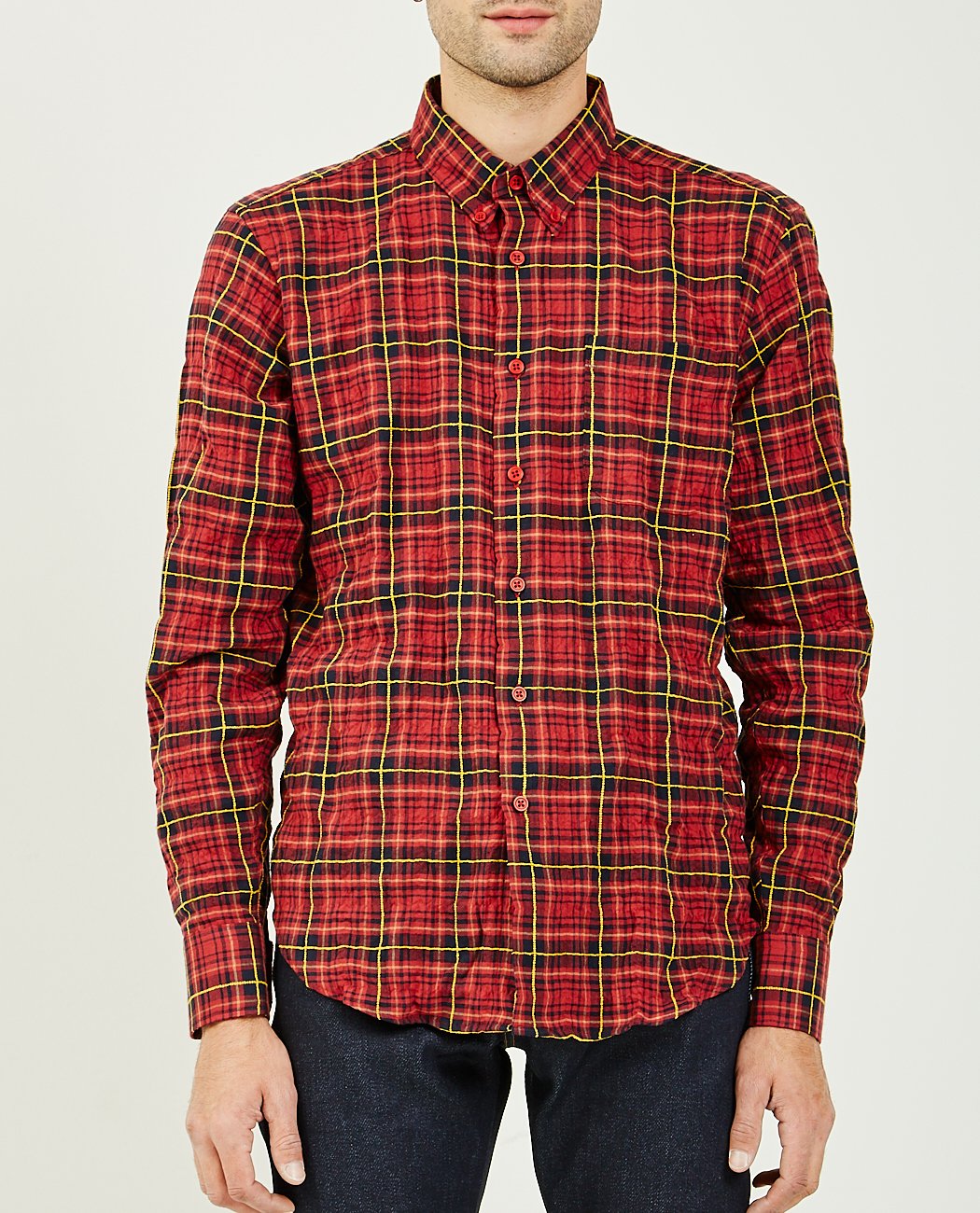 Naked & Famous FOLK FLANNEL EASY SHIRT - Red | Garmentory