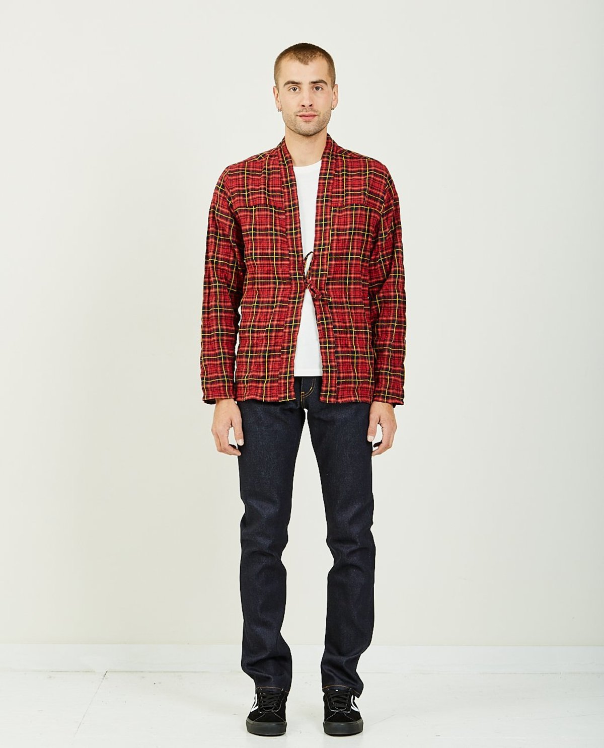 Naked & Famous FOLK FLANNEL KIMONO SHIRT - Red | Garmentory