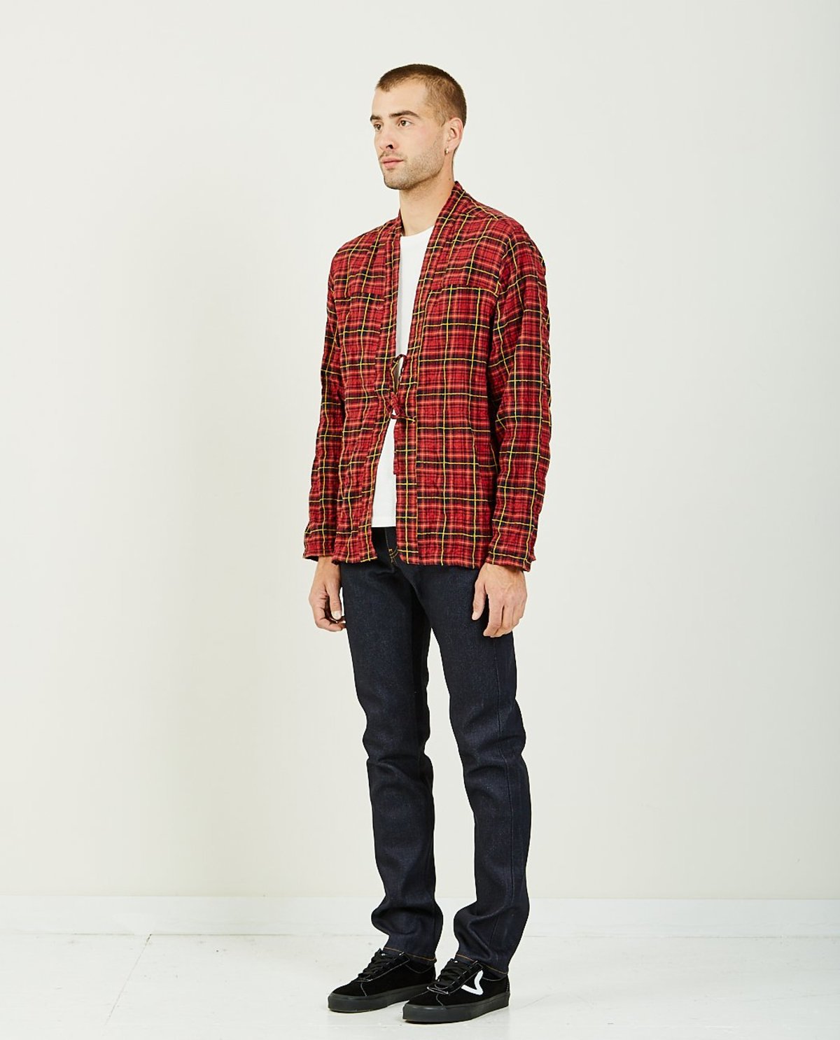 Naked & Famous FOLK FLANNEL KIMONO SHIRT - Red | Garmentory