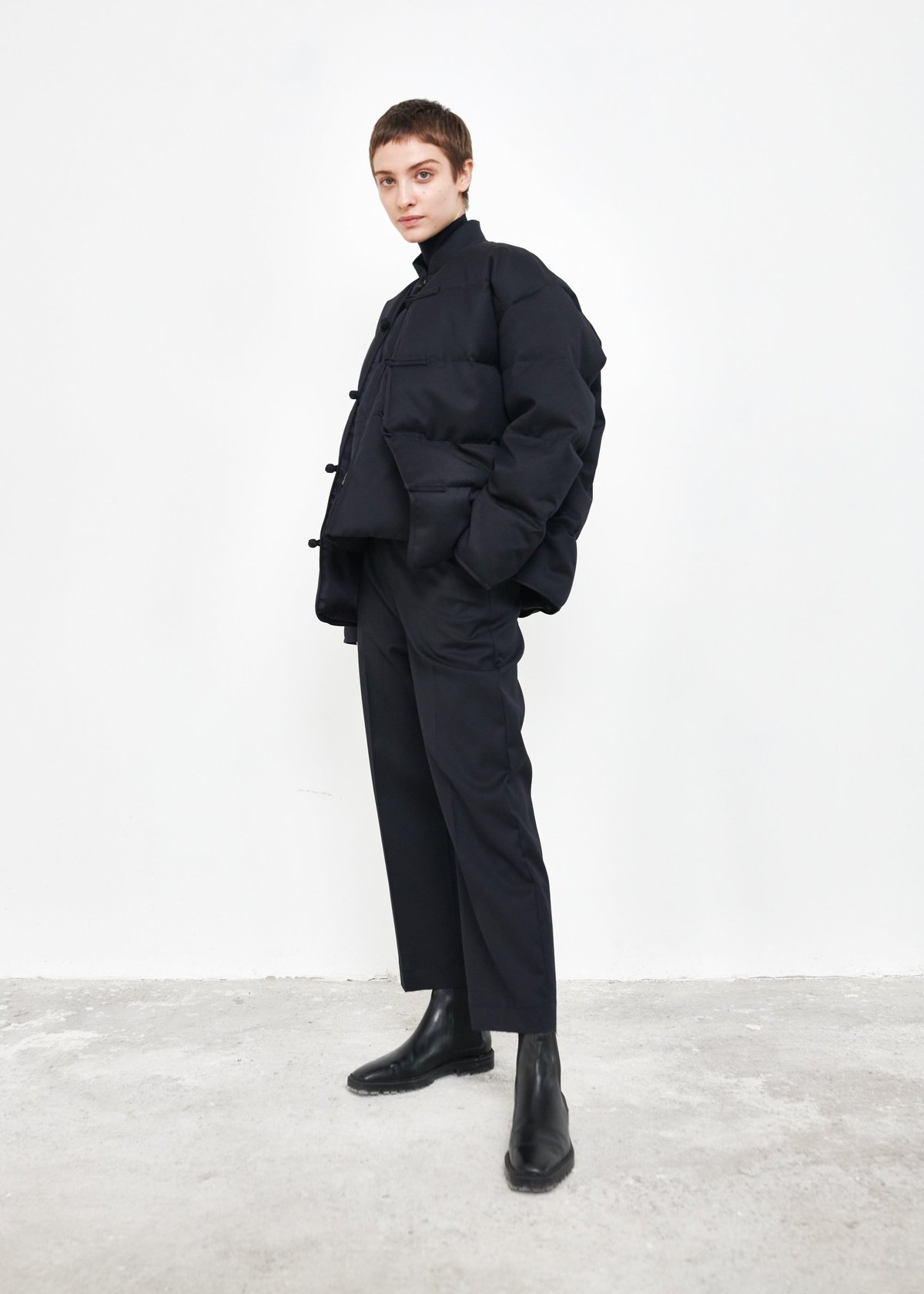 Ms Min Chinese Style Down Jacket - Dark Navy | Garmentory