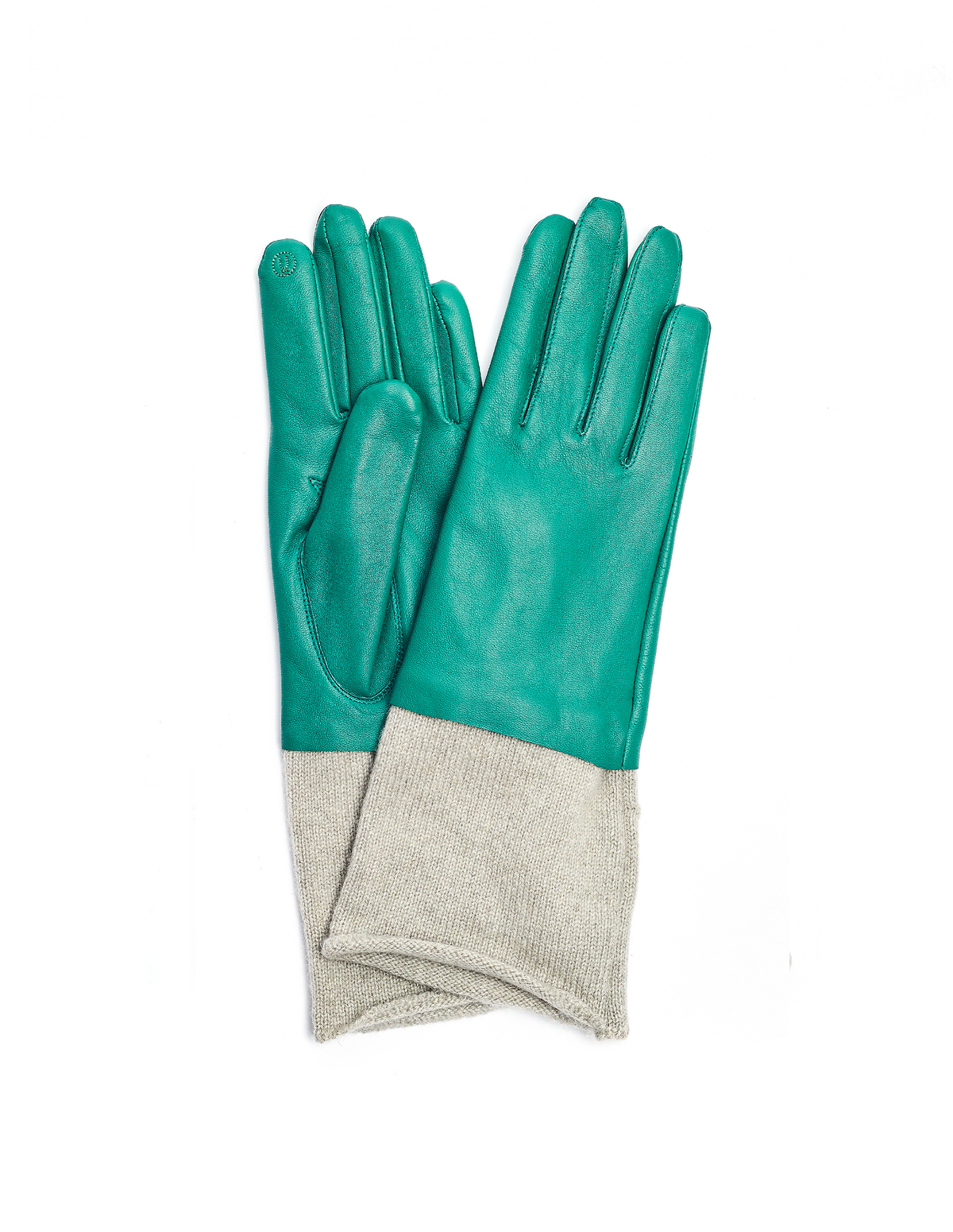 Undercover Green Leather & Cashmere Gloves | Garmentory