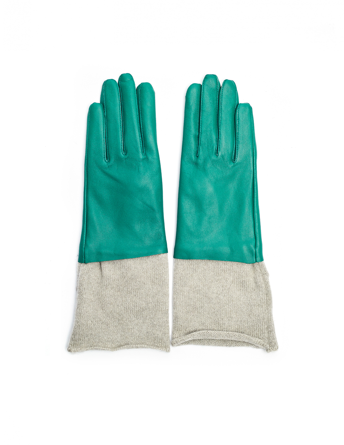Undercover Green Leather & Cashmere Gloves | Garmentory