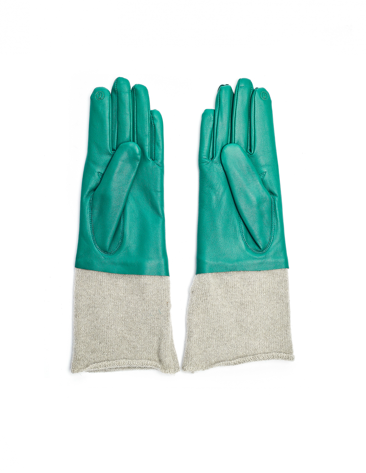 Undercover Green Leather & Cashmere Gloves | Garmentory