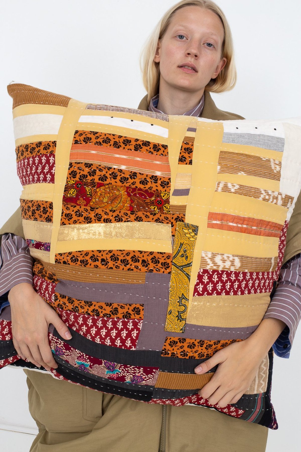 Counterpane Patchwork Pillow - Earth Tone I | Garmentory