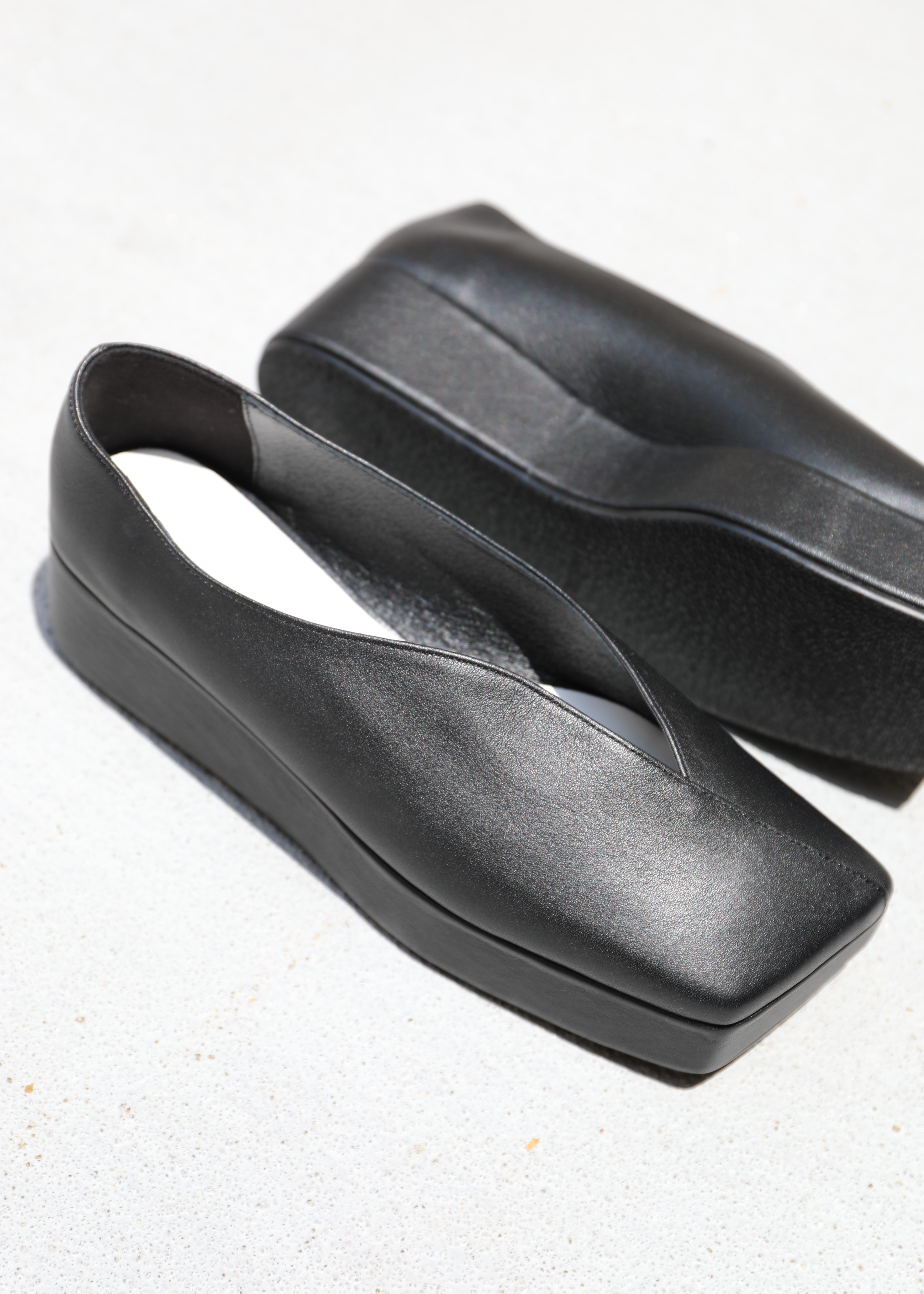 FLAT APARTMENT STREAMLINED SQUARED TOE PLATFORMS - BLACK | Garmentory