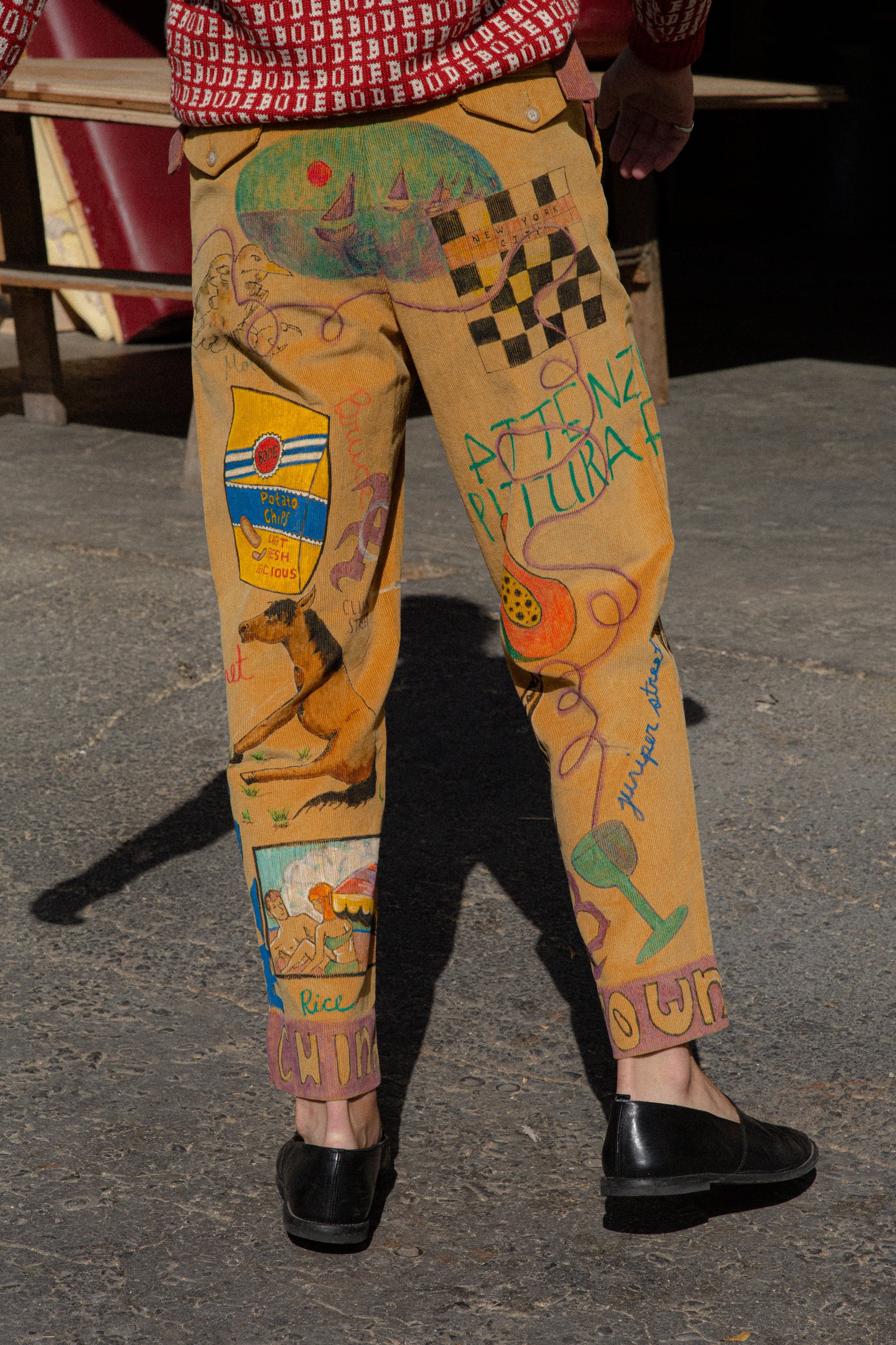 Bode Hand Drawn Senior Cords Trouser - Corn Yellow | Garmentory