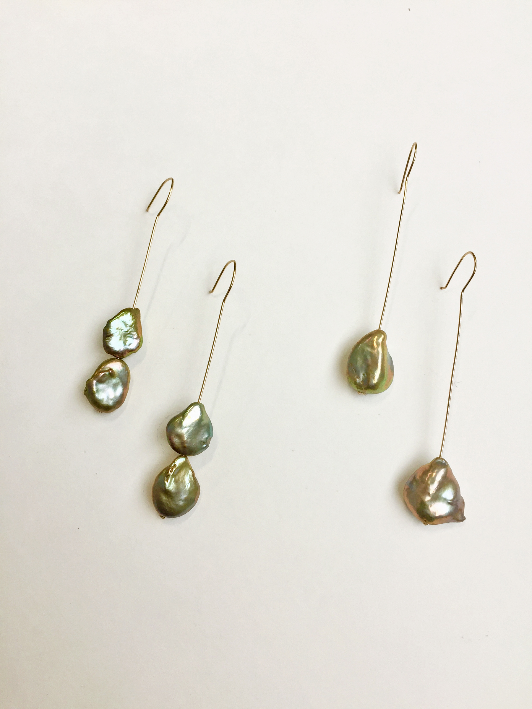 Bartleby Objects Nori Pearl Long Earring - Green | Garmentory