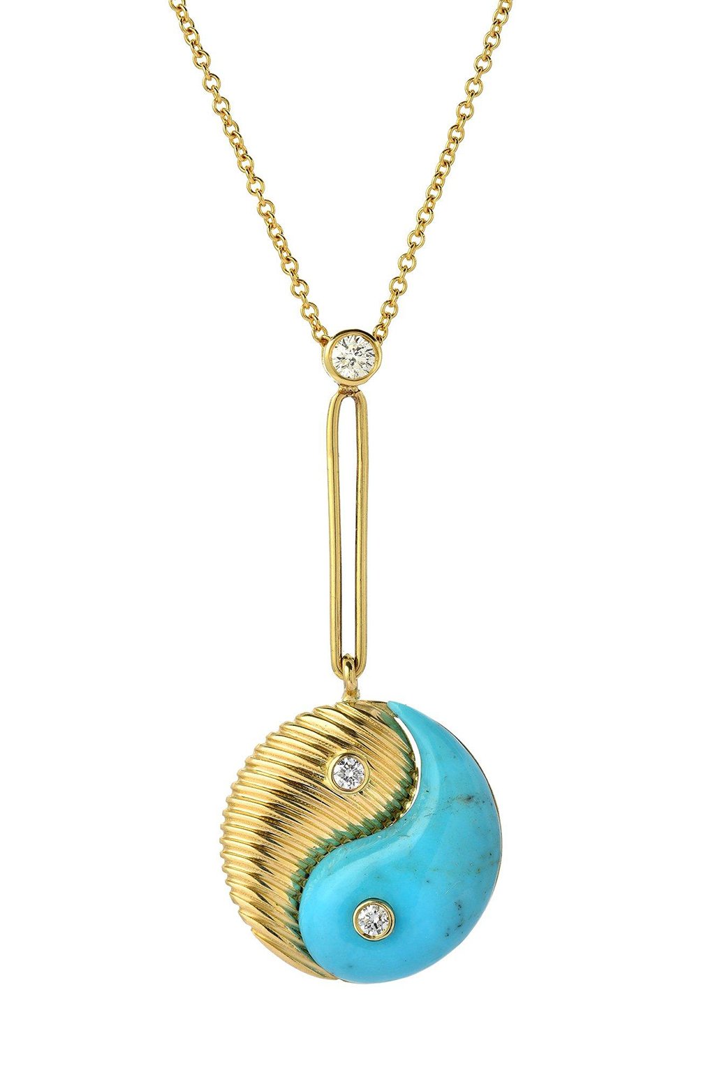 RETROUVAI YIN YANG DIAMOND AND GOLD NECKLACE - TURQUOISE | Garmentory