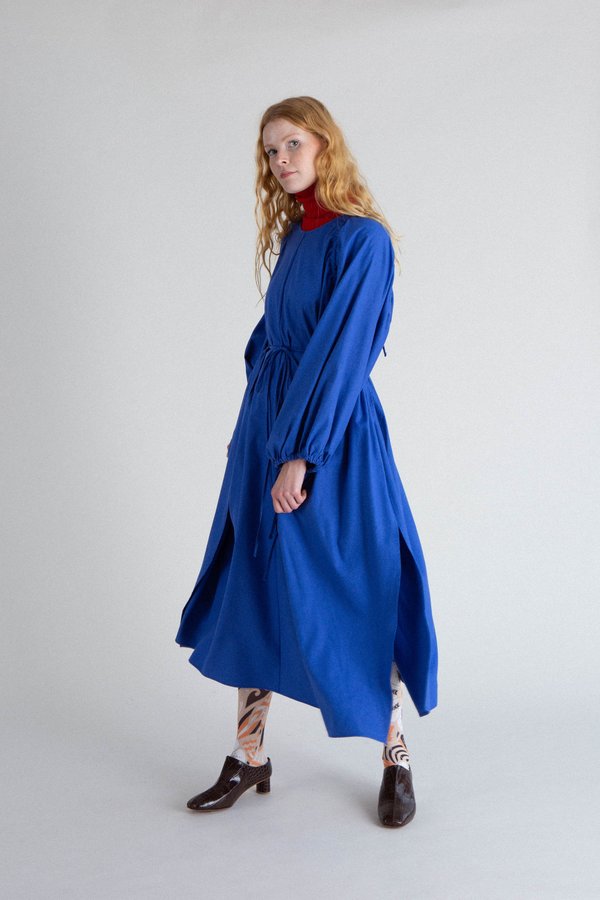 Baserange Honda Raw Silk Dress - Blue | Garmentory