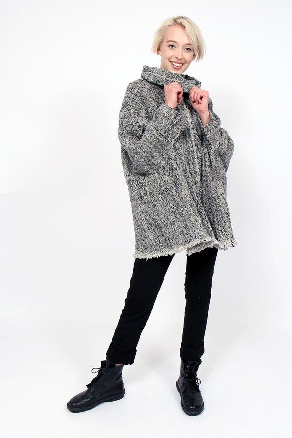 Auntie Oti Woven Poncho Grey Black Tweed Garmentory