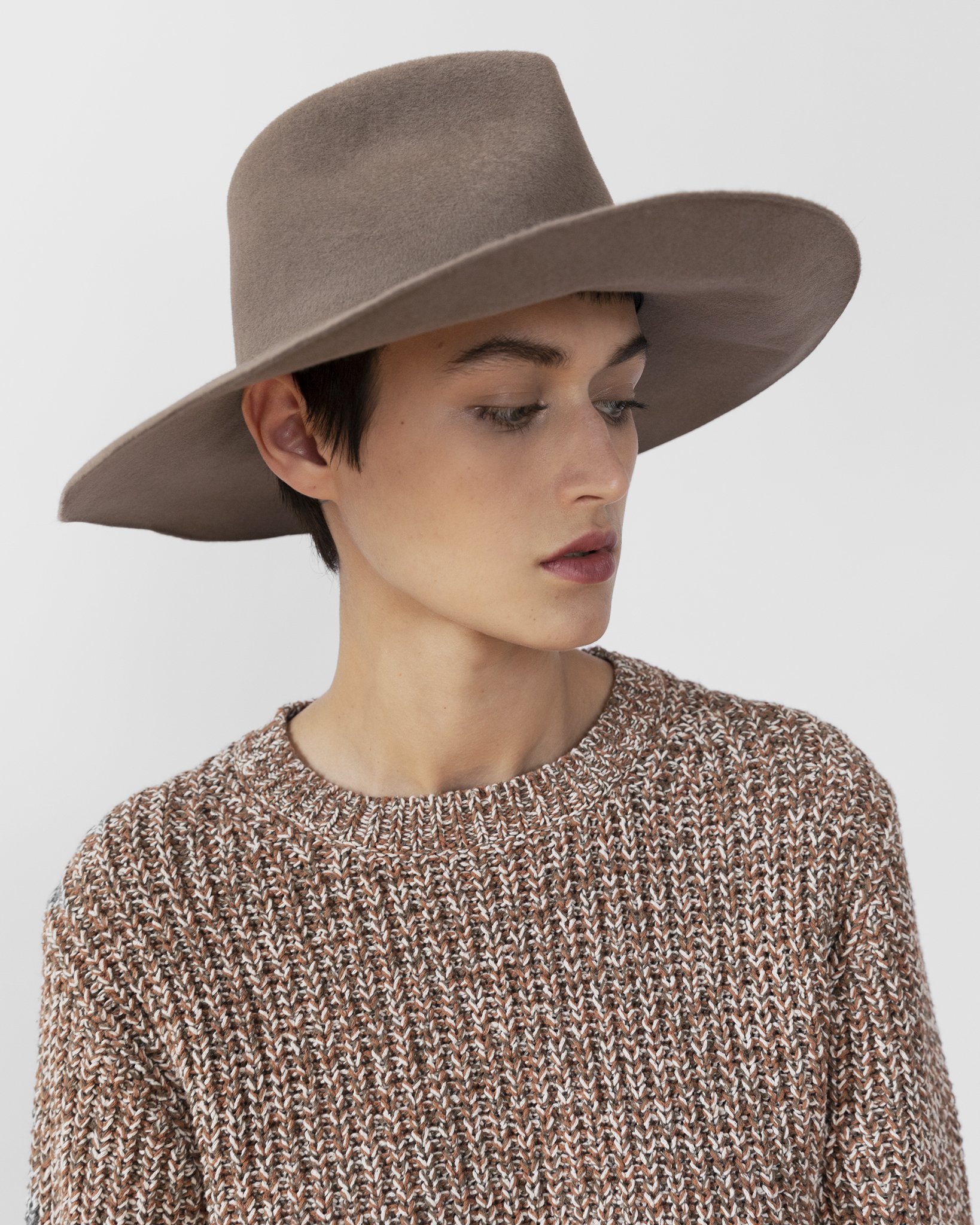 Clyde Wide Brim Pinch Hat - Mink Angora | Garmentory