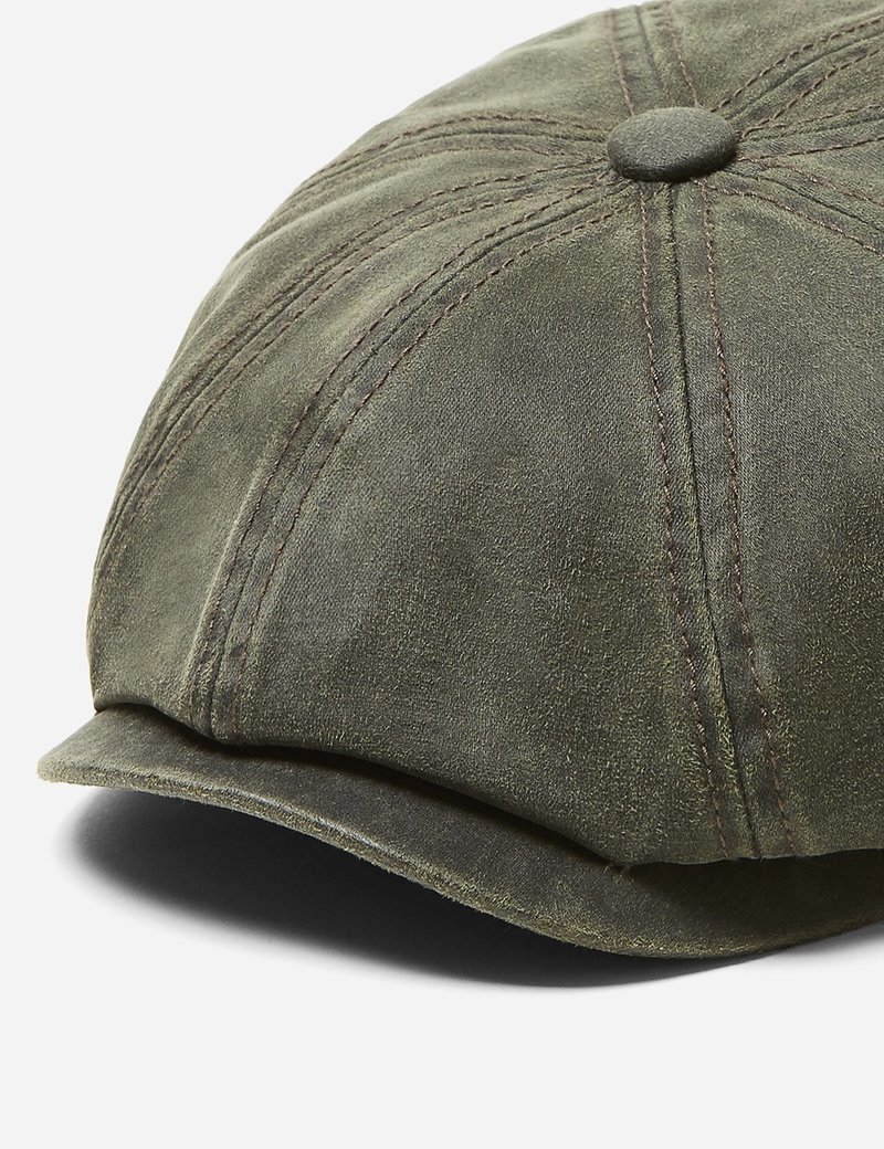 Stetson Hatteras Newsboy Cap (Waxed Cotton) - Olive Green | Garmentory
