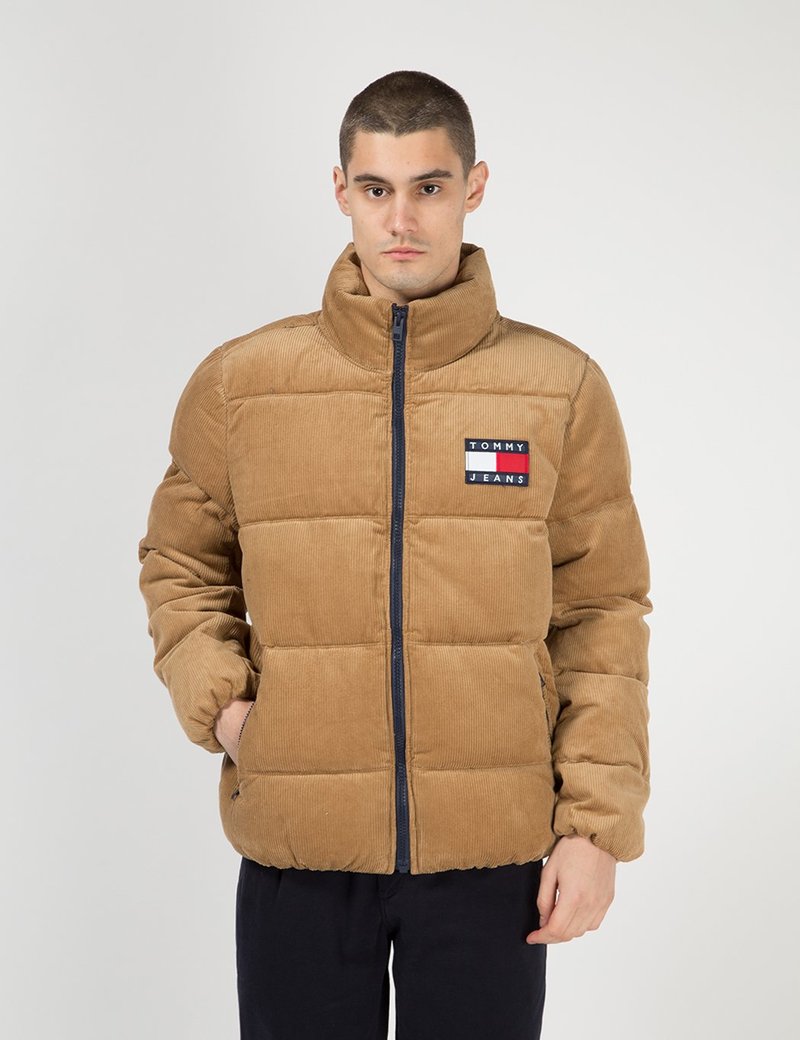 Tommy Jeans Corduroy Puffa Jacket Tigers Eye