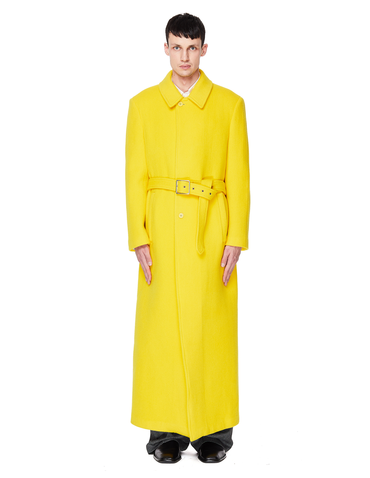 Raf Simons Wool Slim Fit Long Coat - Yellow | Garmentory