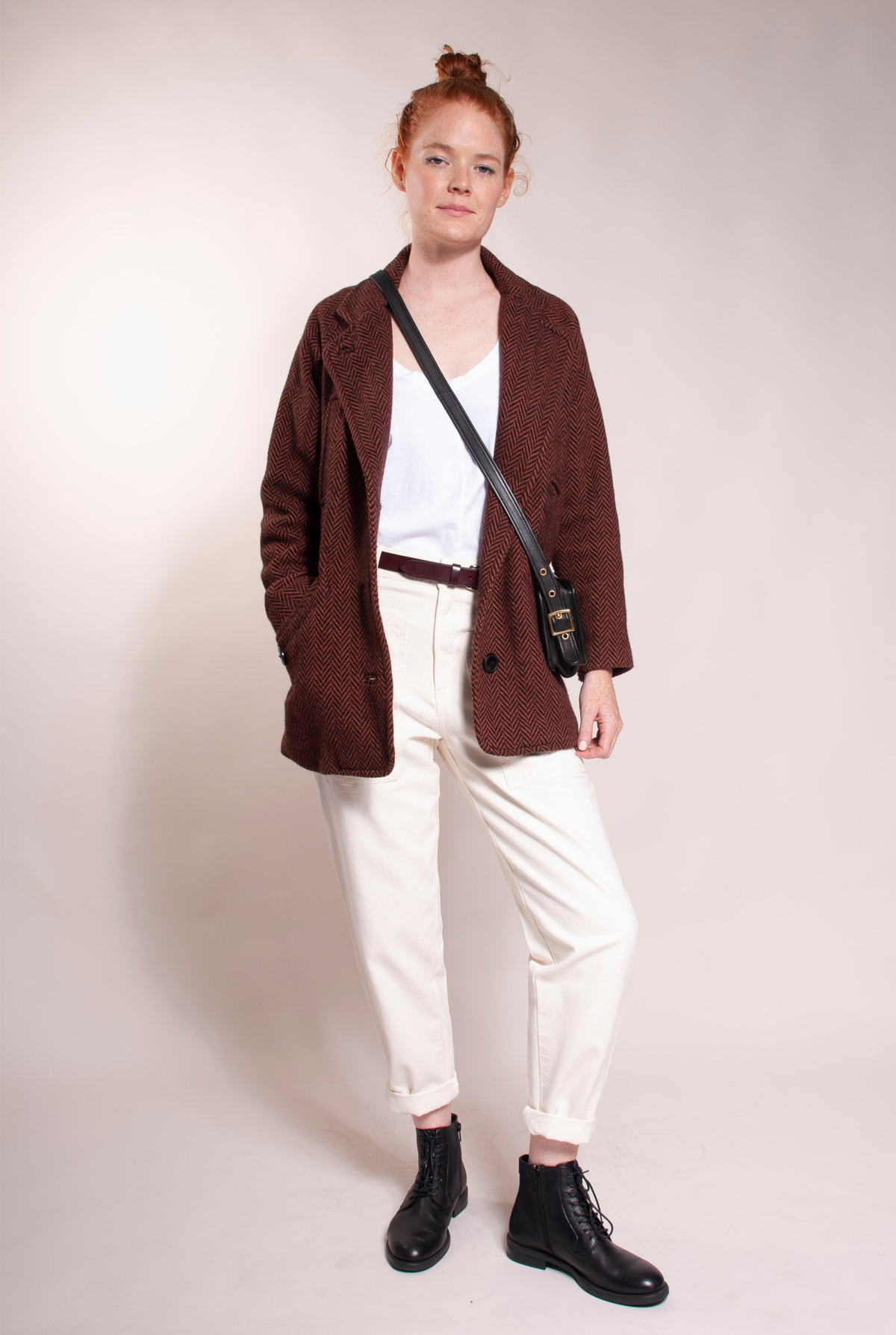 Built by Wendy Short Coat - Black/Rust Herringbone | Garmentory