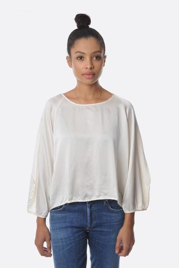 Pipsqueak Chapeau Silk Charmeuse Monkey Shirt - Cream | Garmentory