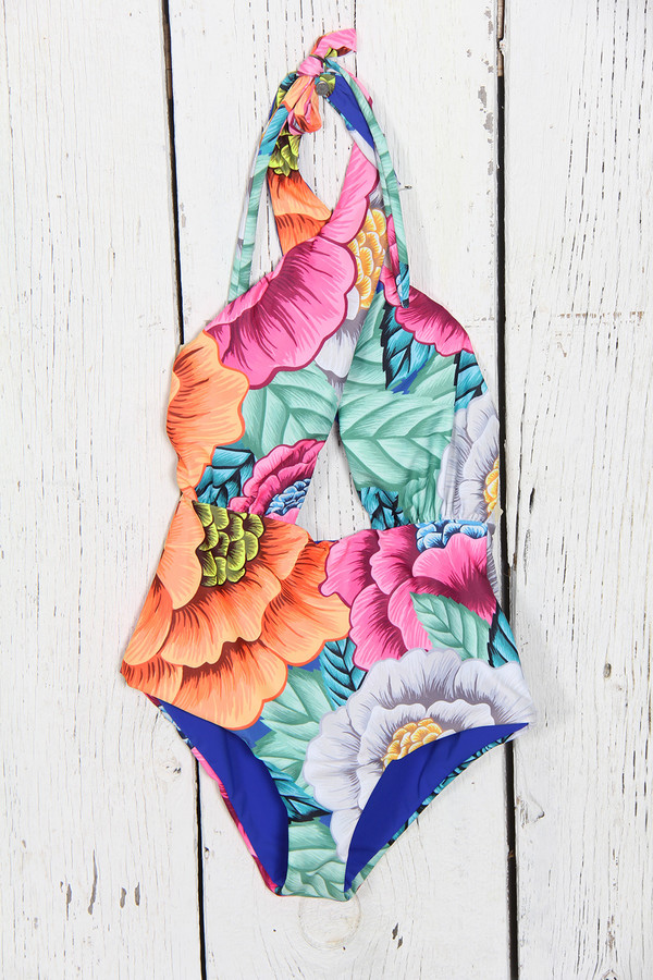 Mara Hoffman Cross Front Halter One Piece | Garmentory