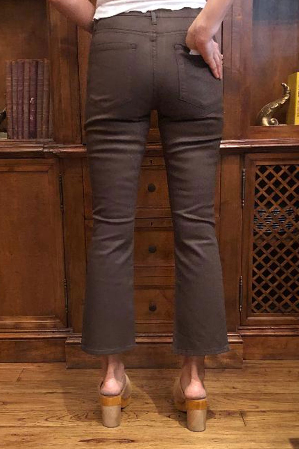 FRAME Denim Cropped Mini Boot Coated Jeans - Milco | Garmentory