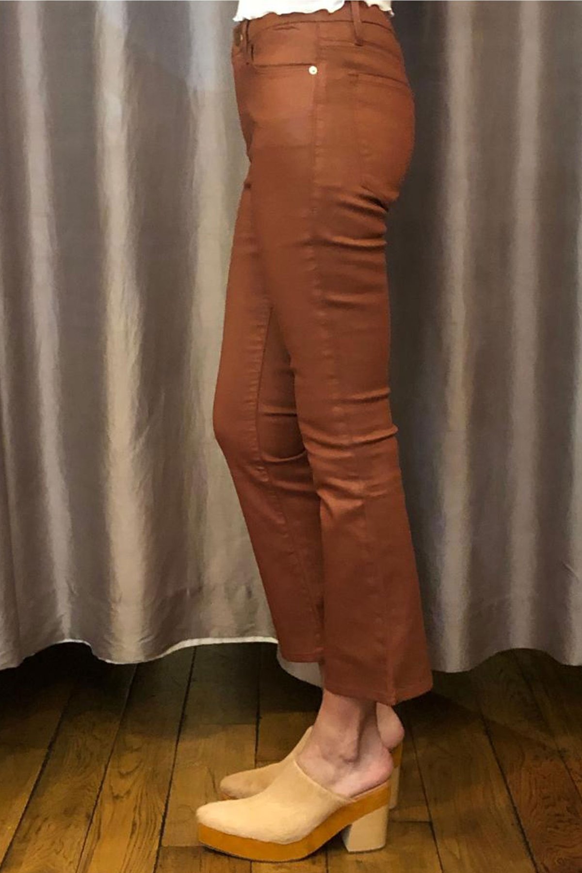 FRAME Denim Le Cropped Mini Boot Coated - Caramel Coated | Garmentory