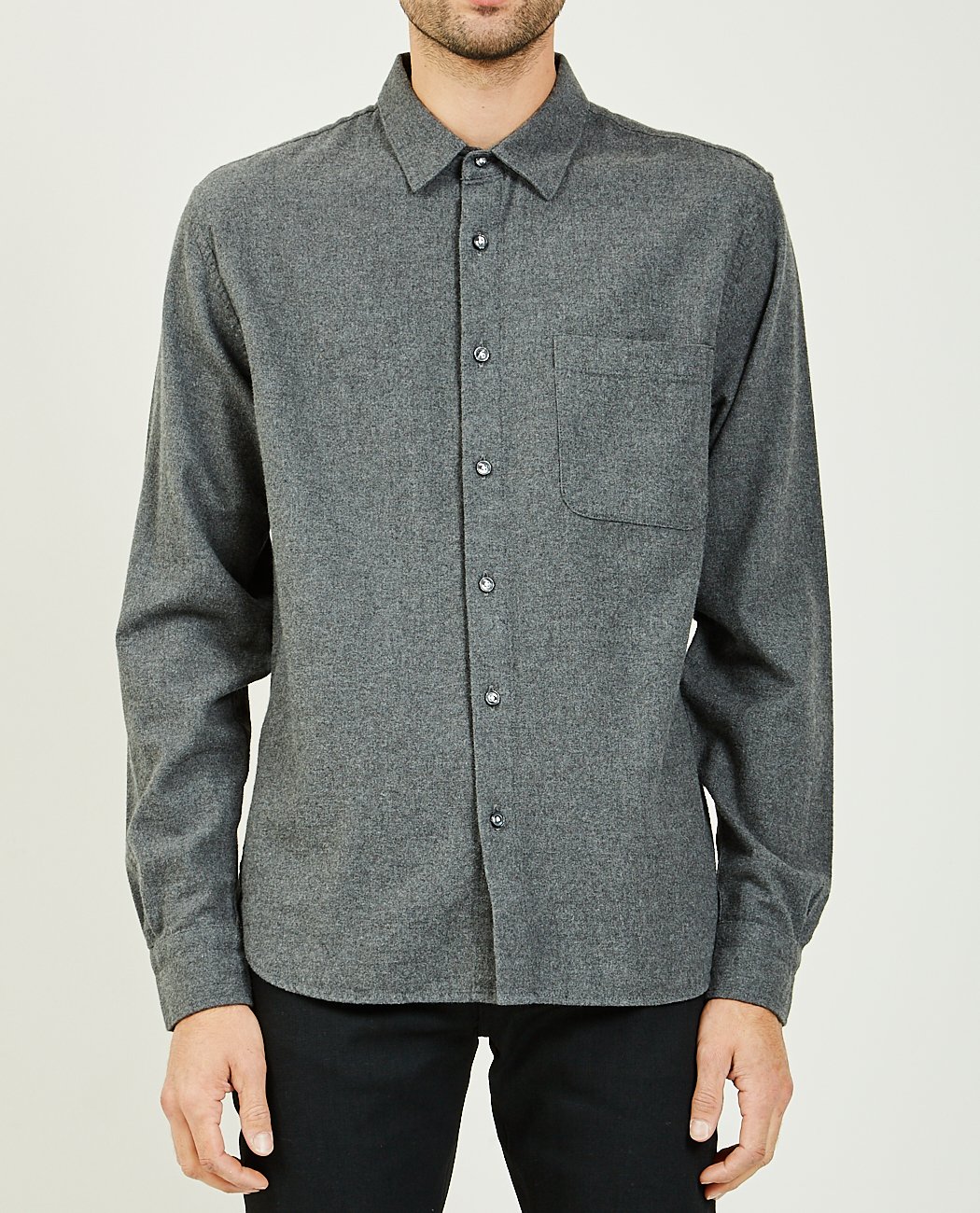 KATO THE RIPPER SHIRT - DARK GRAY CHAMBRAY VIYELLA | Garmentory