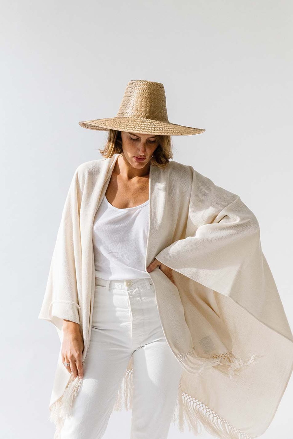 Pampa cotton poncho | White | Garmentory