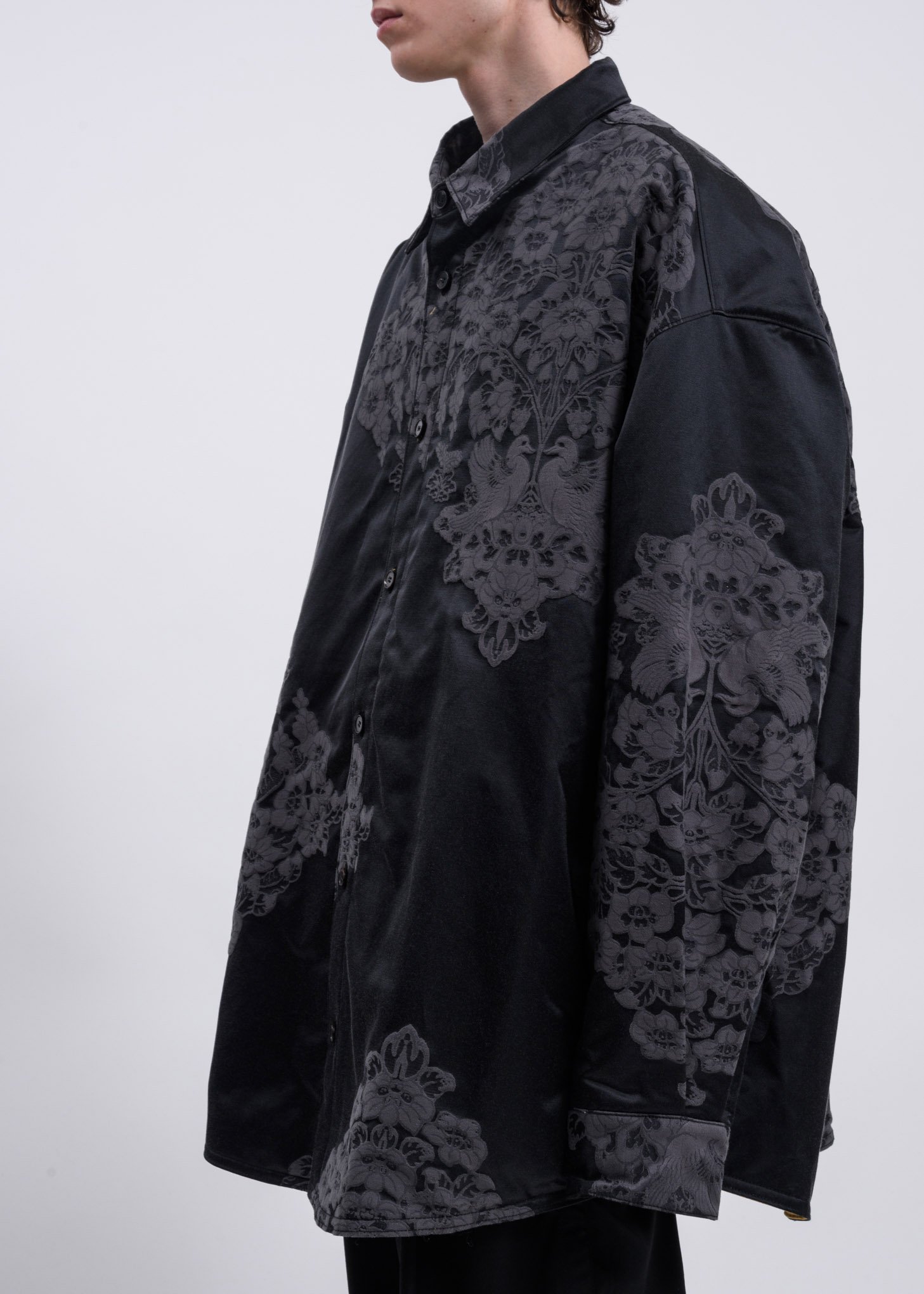 CORNERSTONE Chinese Traditional Embroidery Oversized Jacket - Black ...