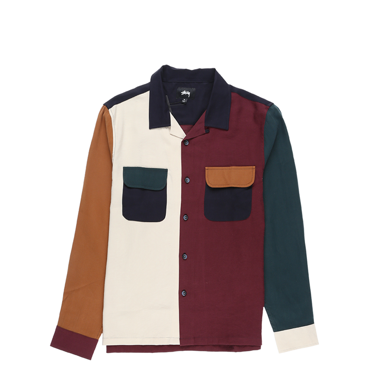 Stussy Colorblock Wavy Shirt - Light Grey Marl | Garmentory