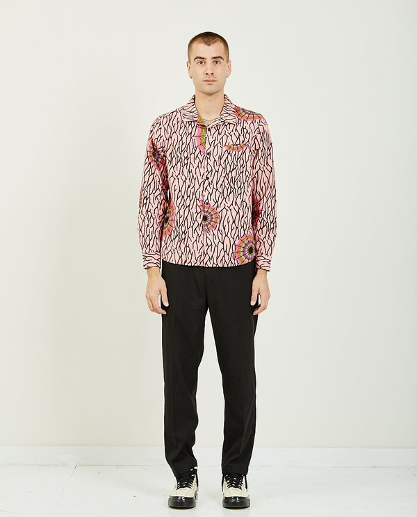 Stussy SPIDER WEB FLANNEL SHIRT - pink | Garmentory