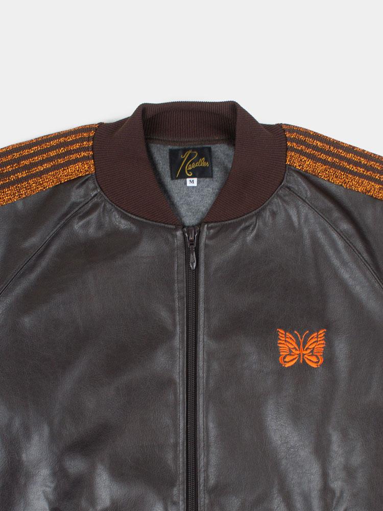 Needles Synthetic Leather Rib Collar Track Jacket - Brown | Garmentory